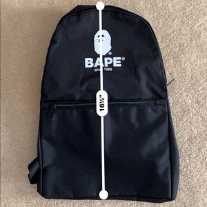 Bape | Bags | Bape A Bathing Ape White Logo Black Backpack | Poshmark